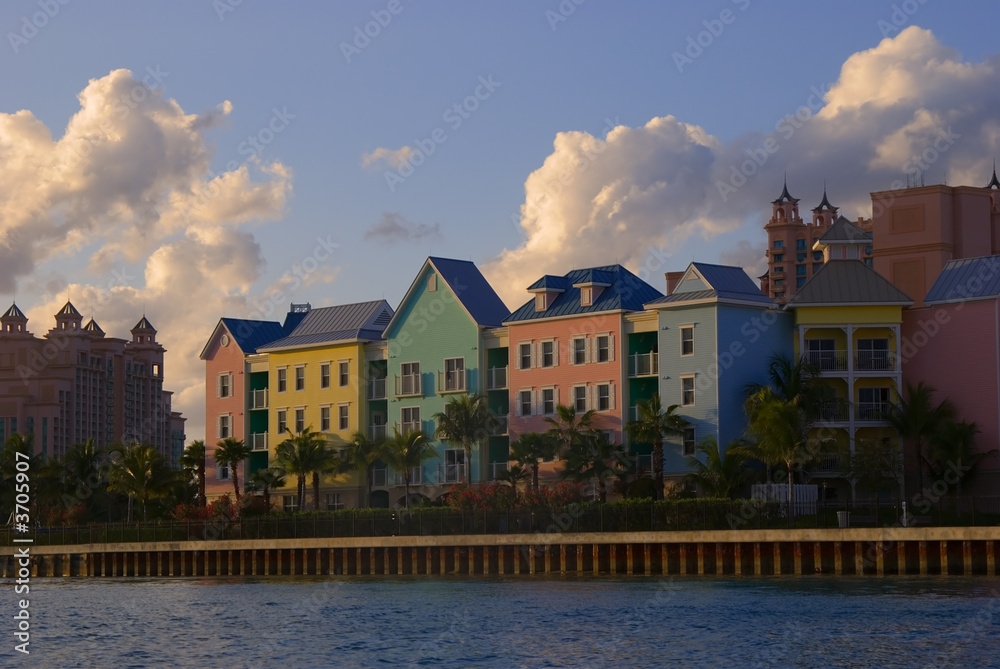 Colored houses at Paradise Island, Bahamas Stock Photo | Adobe Stock