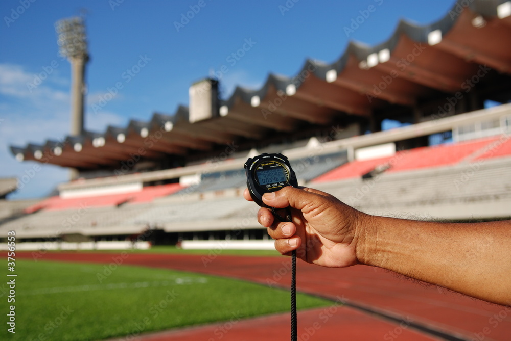 stop watch and stadium Stock Photo | Adobe Stock