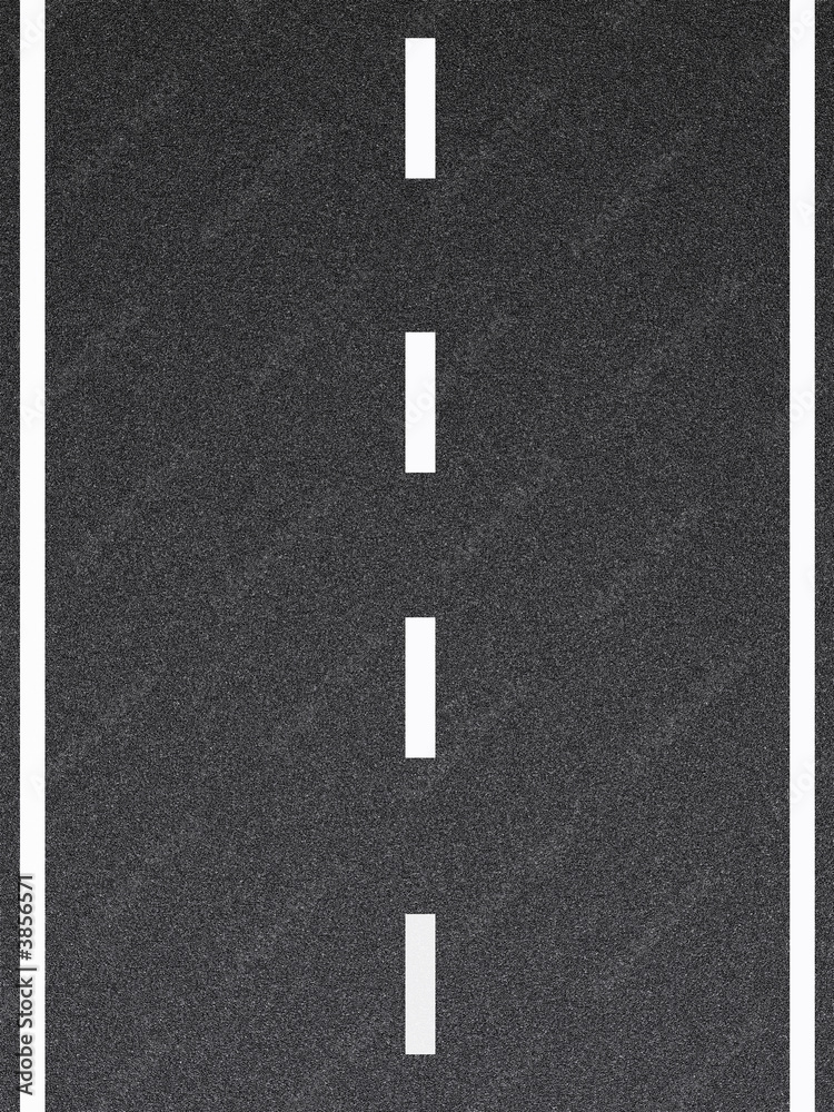 Computer generated road with white lines and asphalt texture. Stock ...