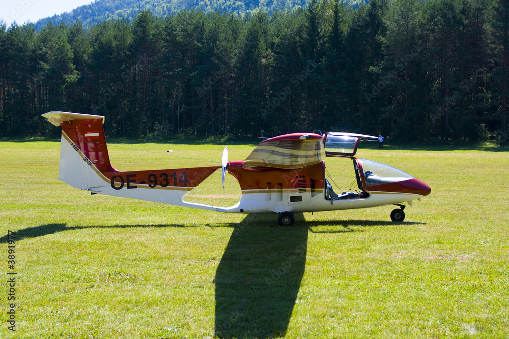 Ultralight Aircraft with pusher configuration propeller Stock Photo ...