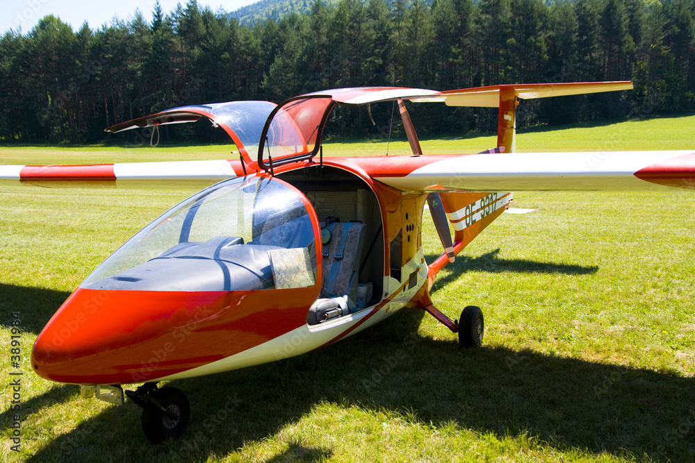 Ultralight Aircraft with pusher configuration propeller Stock Photo ...