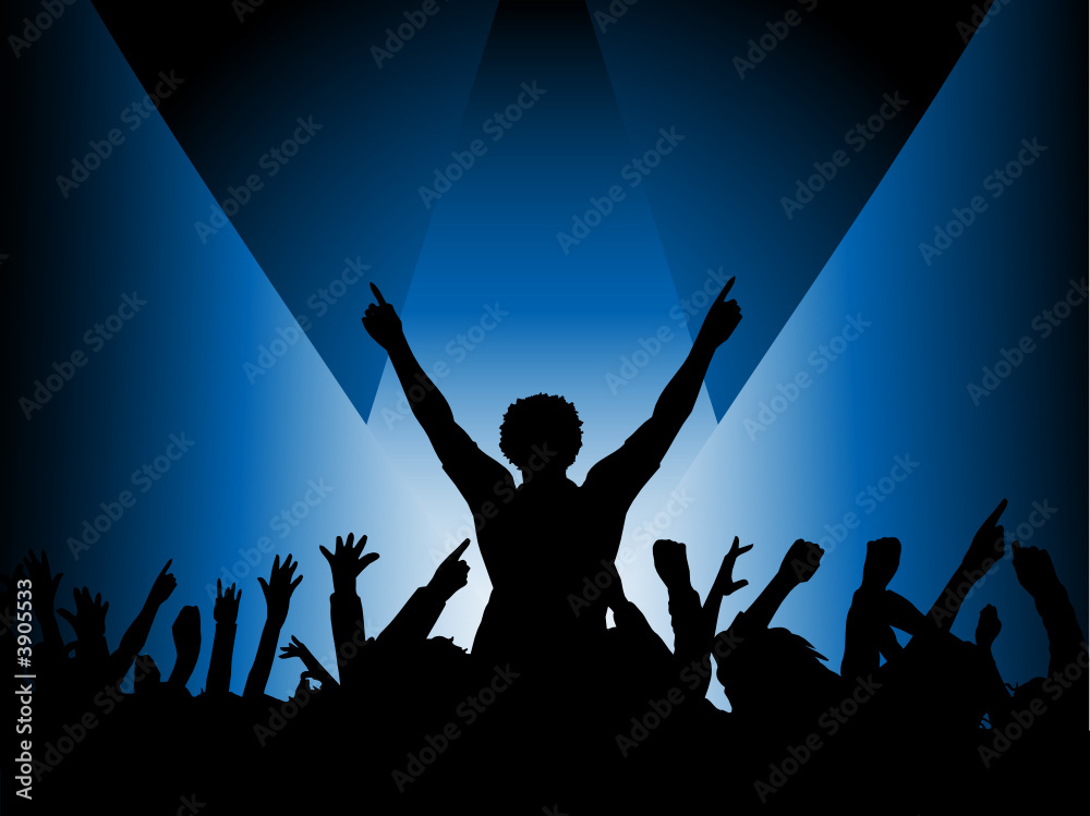 Excited audience in spotlights Stock Vector | Adobe Stock