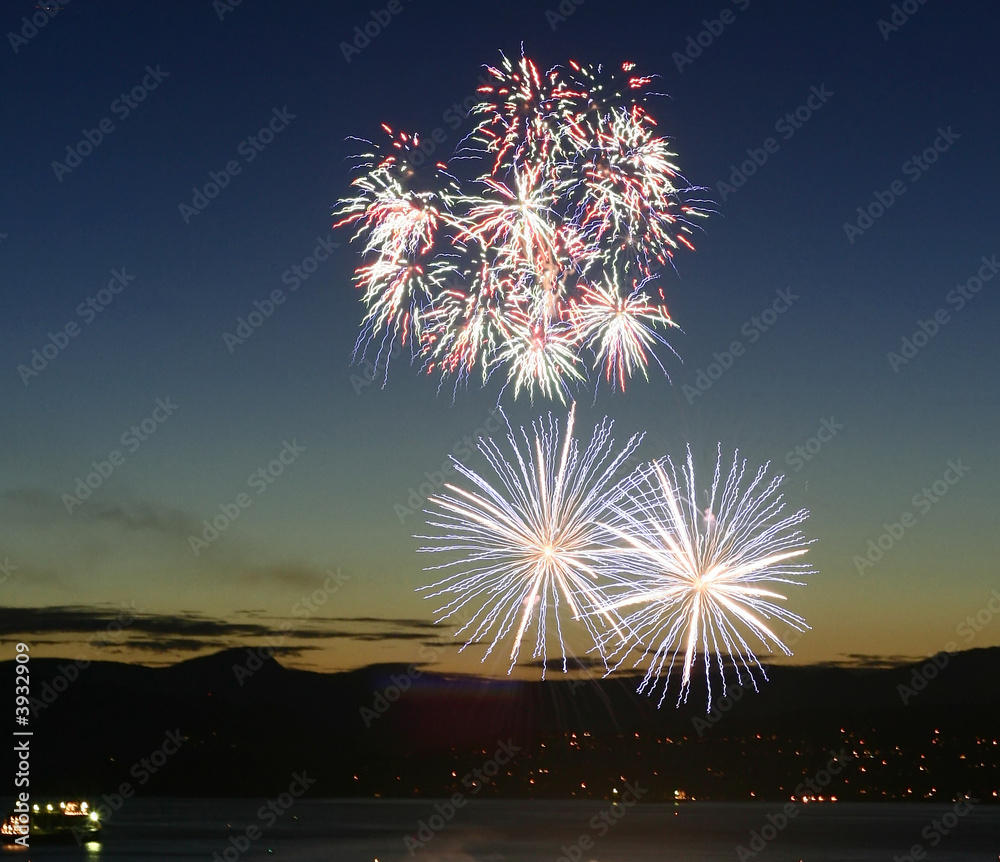 A beautiful fireworks display at sundown Stock Photo | Adobe Stock