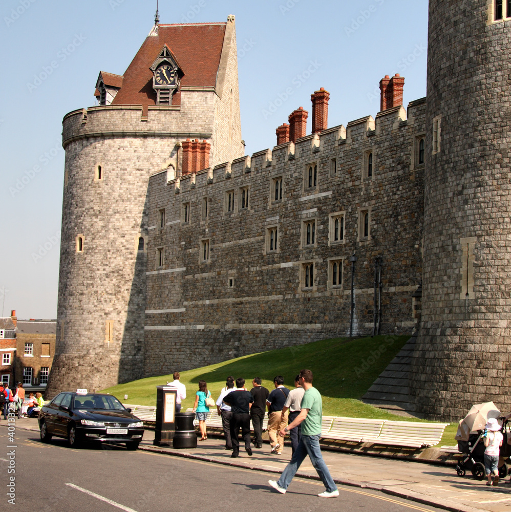 Medieval English Castle and Clock-Tower Stock Photo | Adobe Stock
