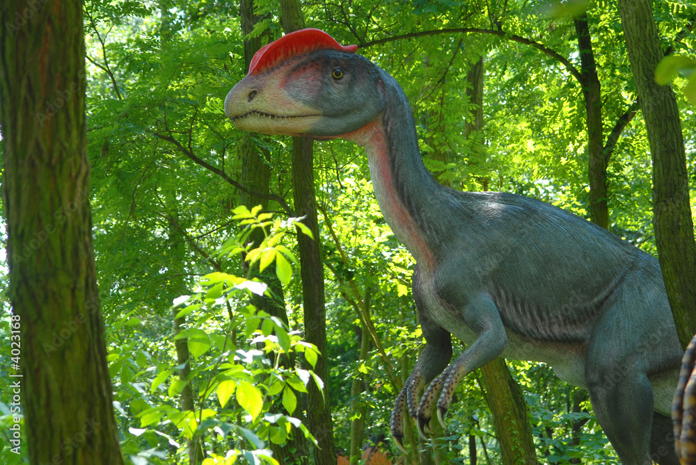 Dinosaur Dilophosaur, Dilophosaurus wetherilli in jurassic park Stock ...