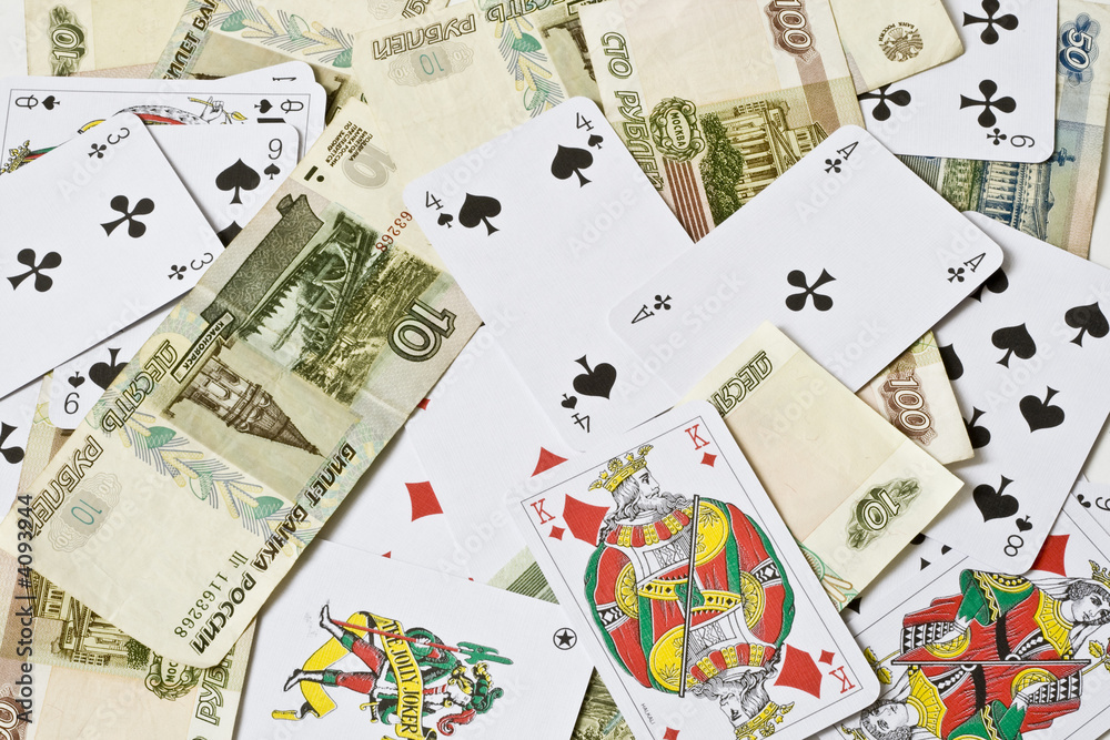 Playing cards and bank notes Stock Photo | Adobe Stock