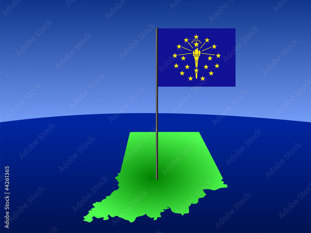 map of Indiana with flag Stock Illustration | Adobe Stock