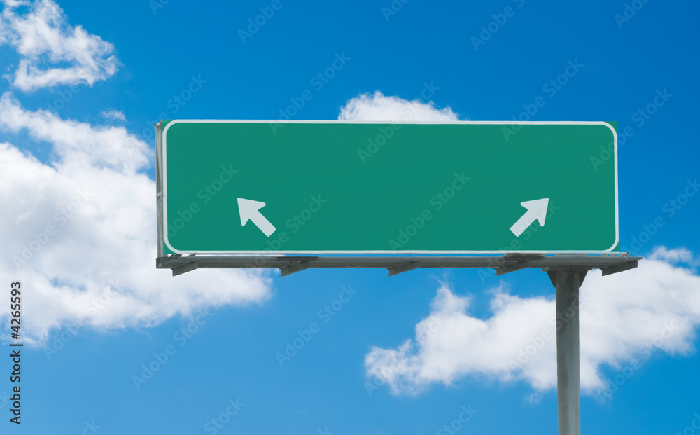 Customizable green blank freeway sign with two arrows Stock Photo ...
