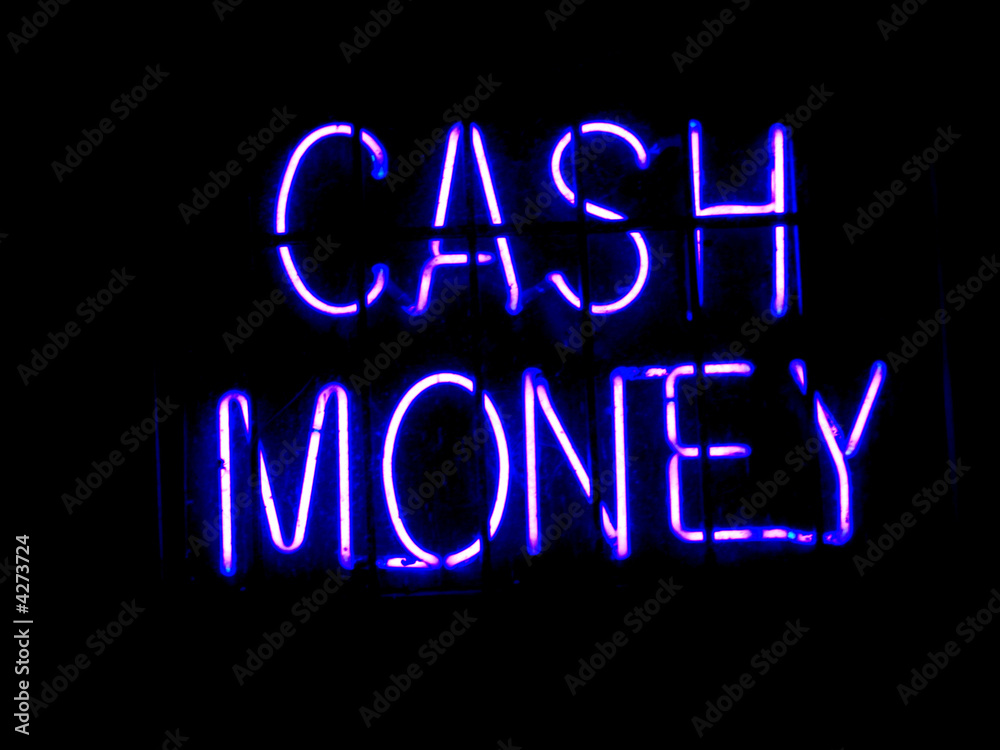 Neon Cash Money sign Stock Photo | Adobe Stock