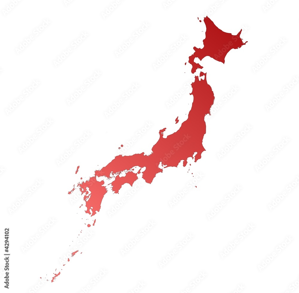 red gradinet map of Japan Stock Illustration | Adobe Stock