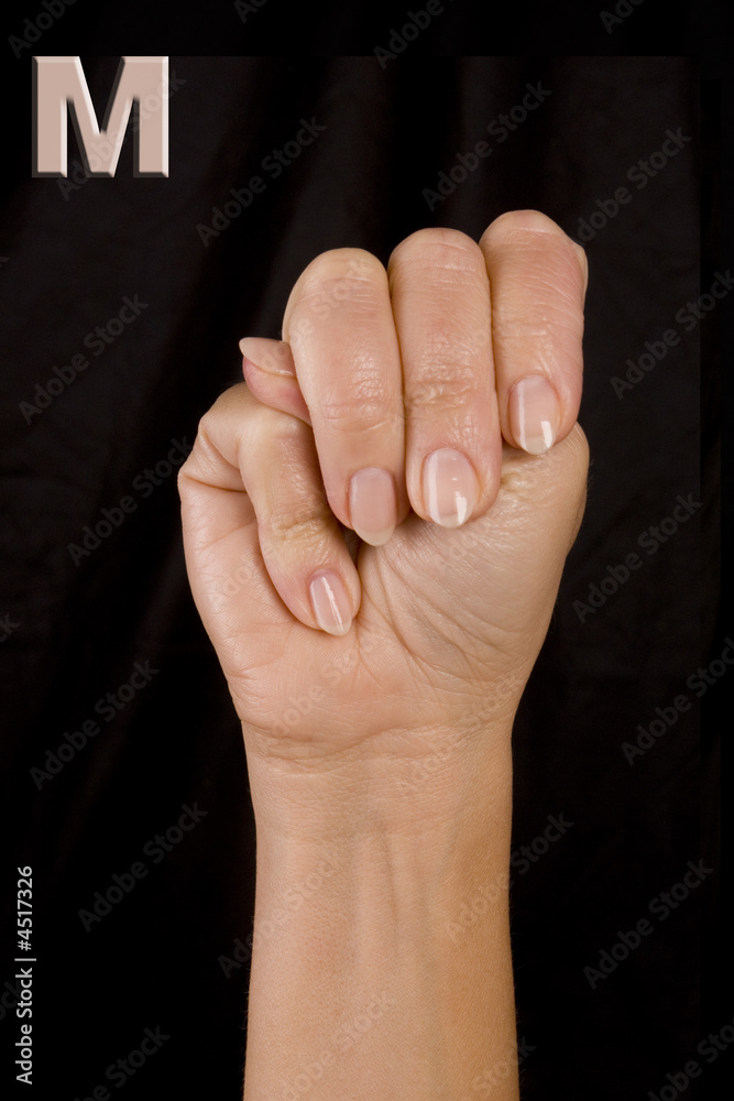 letter m in sign language Stock Photo | Adobe Stock