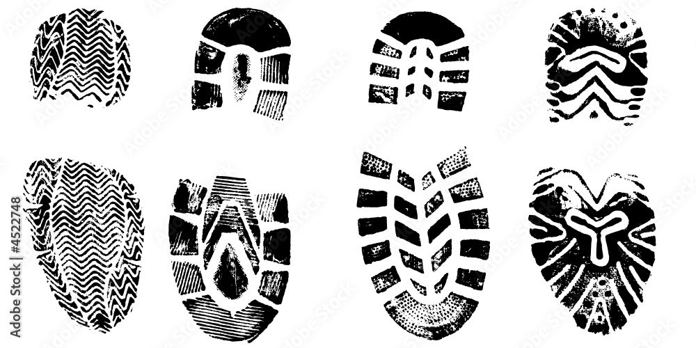 4 Shoeprints - very detailed Stock Vector | Adobe Stock
