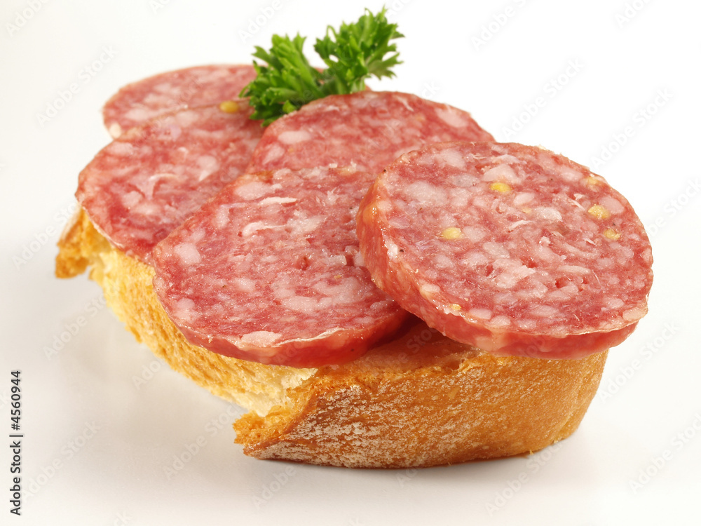 Wurstbrot / Salami Stock Photo | Adobe Stock