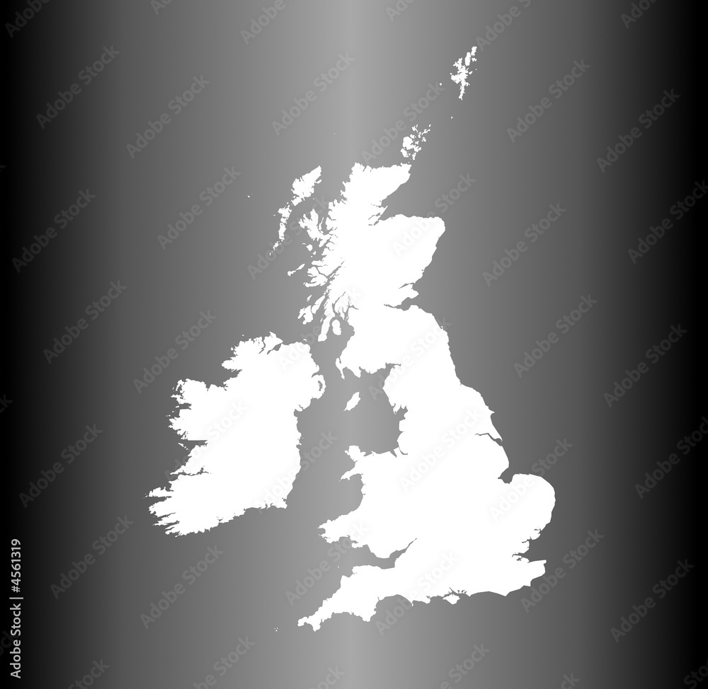 Detailed map of United Kingdom on gray gradient background Stock ...