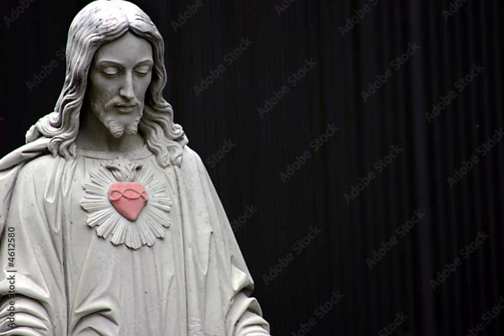 Jesus with a red heart, selective color Stock Photo | Adobe Stock