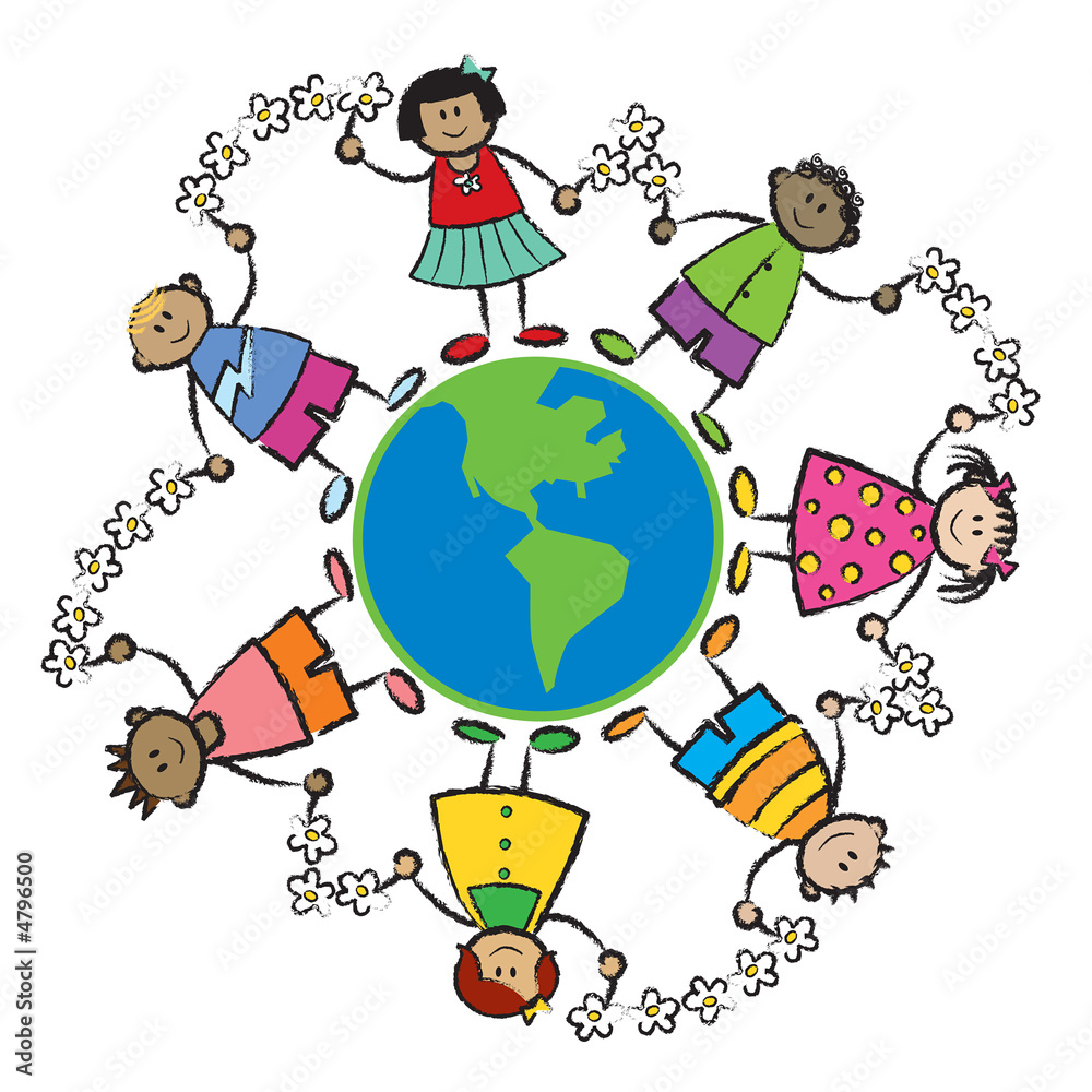 friends around the world - cartoon illustration Stock イラスト | Adobe Stock