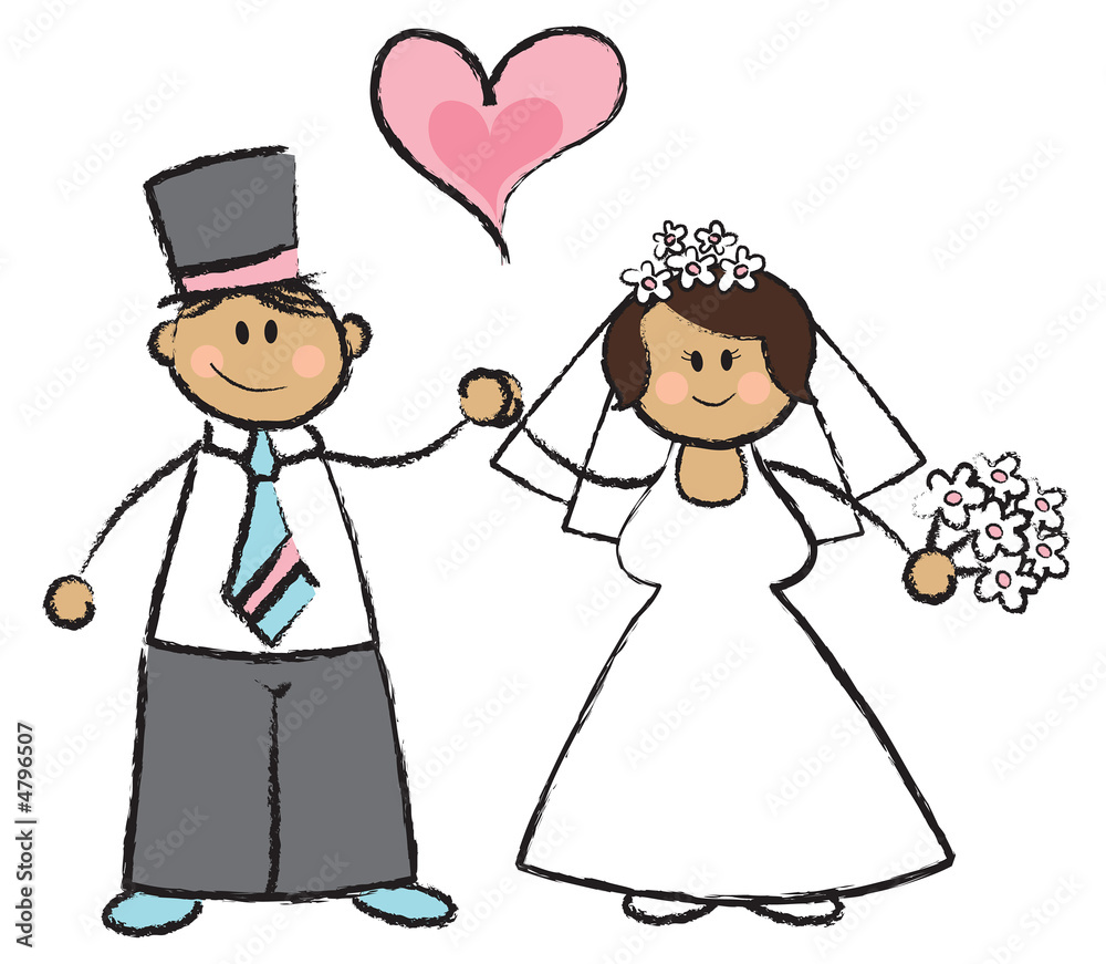 Just MARRIED! - cartoon illustration of a wedding couple Stock ...