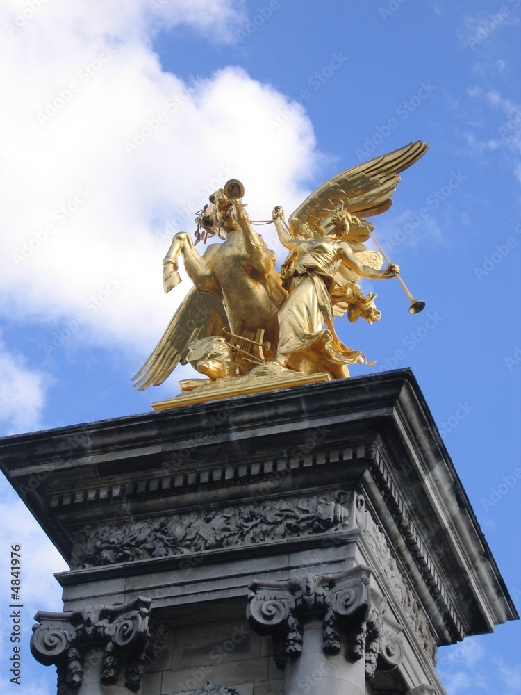 Gold statue on the Pont Alexandre III, Paris Stock Photo | Adobe Stock