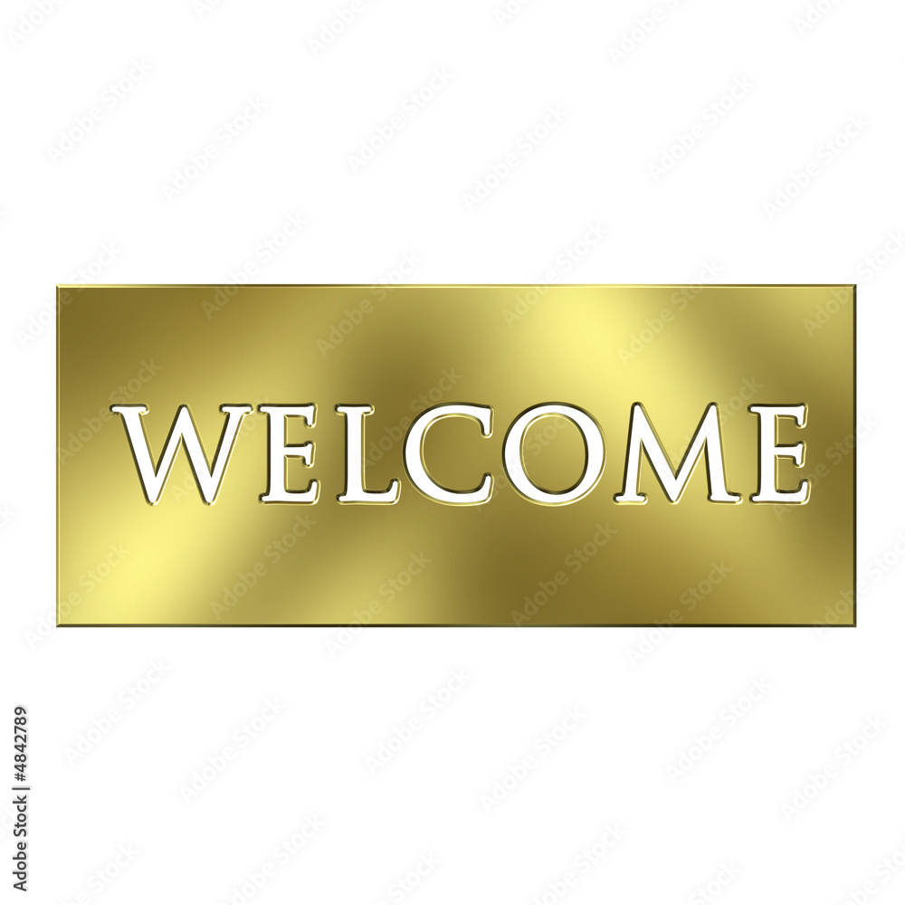 3D Golden Welcome Sign Stock Illustration | Adobe Stock