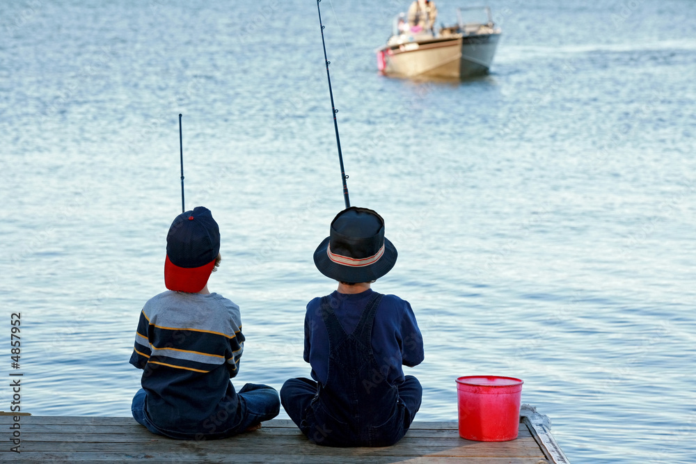 Boys Fishing Stock Photo | Adobe Stock
