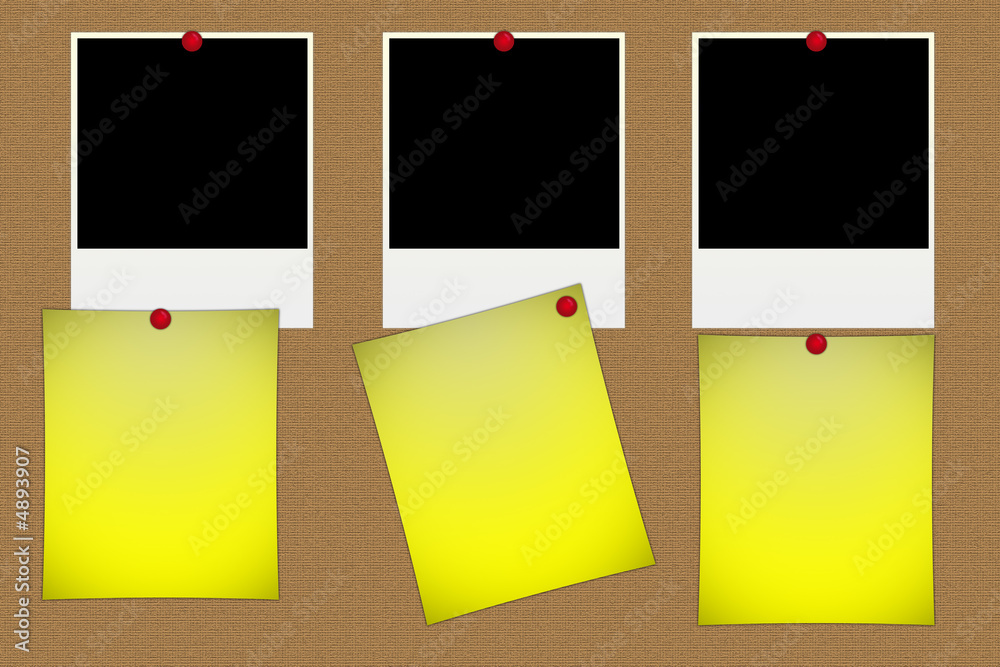 Blank polaroid photos with post-it notes Stock Illustration | Adobe Stock