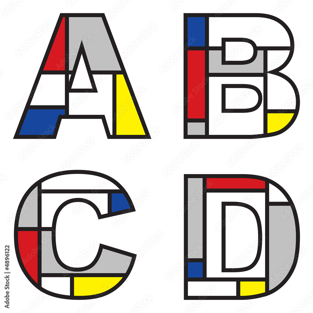 mondrian alphabets - part of a full set Stock Illustration | Adobe Stock