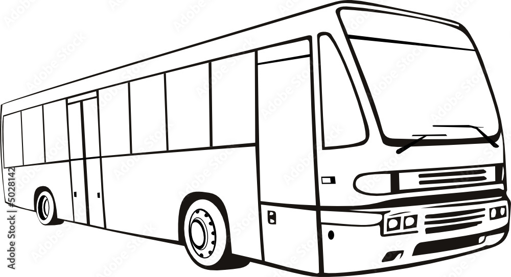 Line drawing of a tourist bus Stock Vector | Adobe Stock