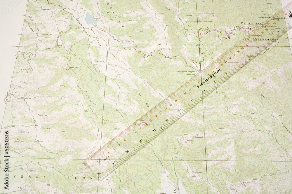 Topo Map and ruler latitude Stock Photo | Adobe Stock