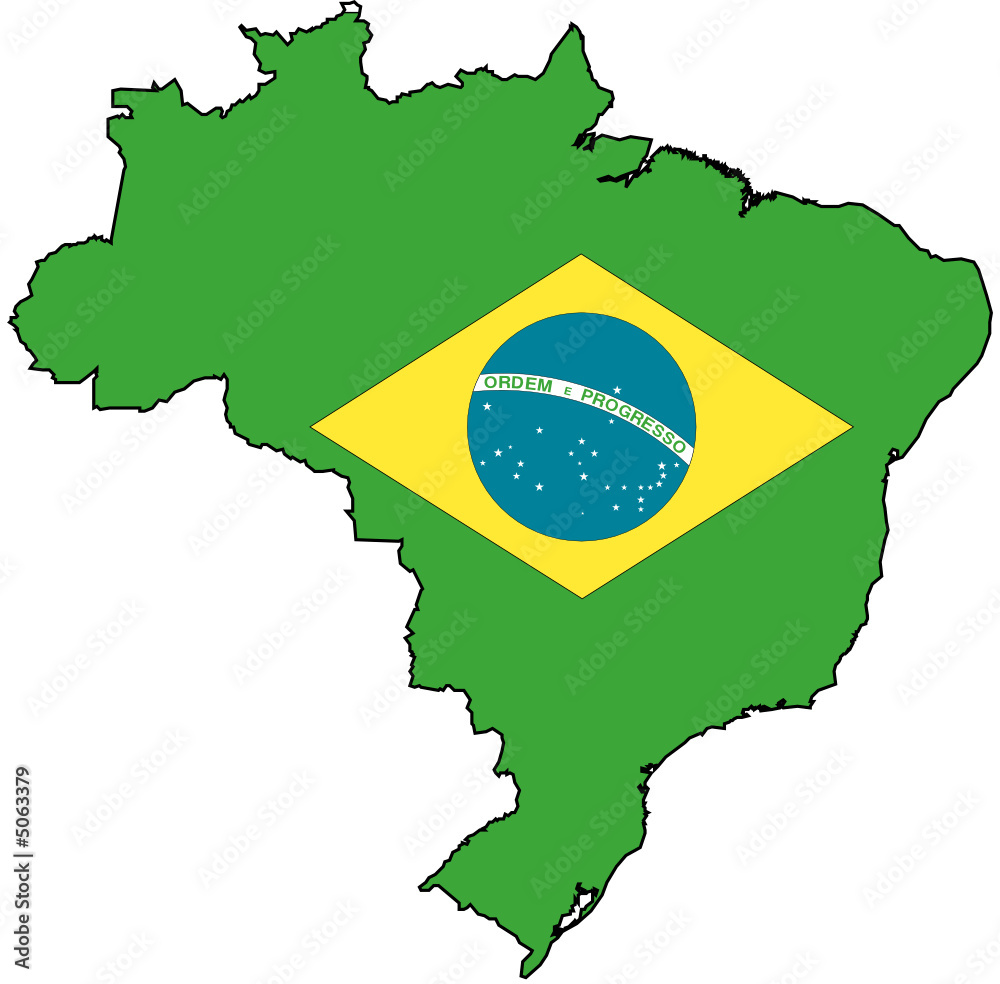 Flagge und Karte von Brasilien Stock Vector | Adobe Stock