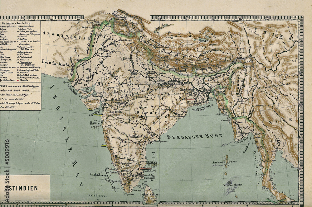 Old Map of india Stock Photo | Adobe Stock