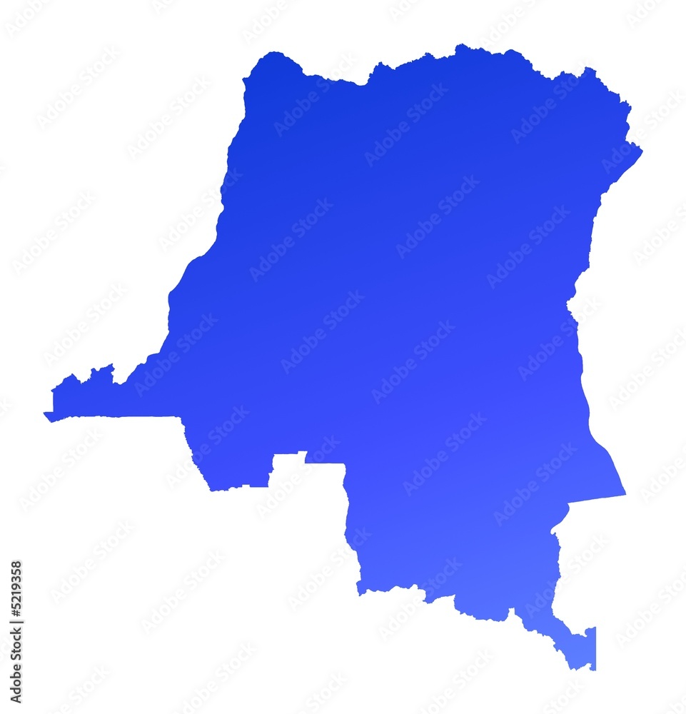 Poster blue gradient map of Democratic Republic of Congo – Wall Art ...