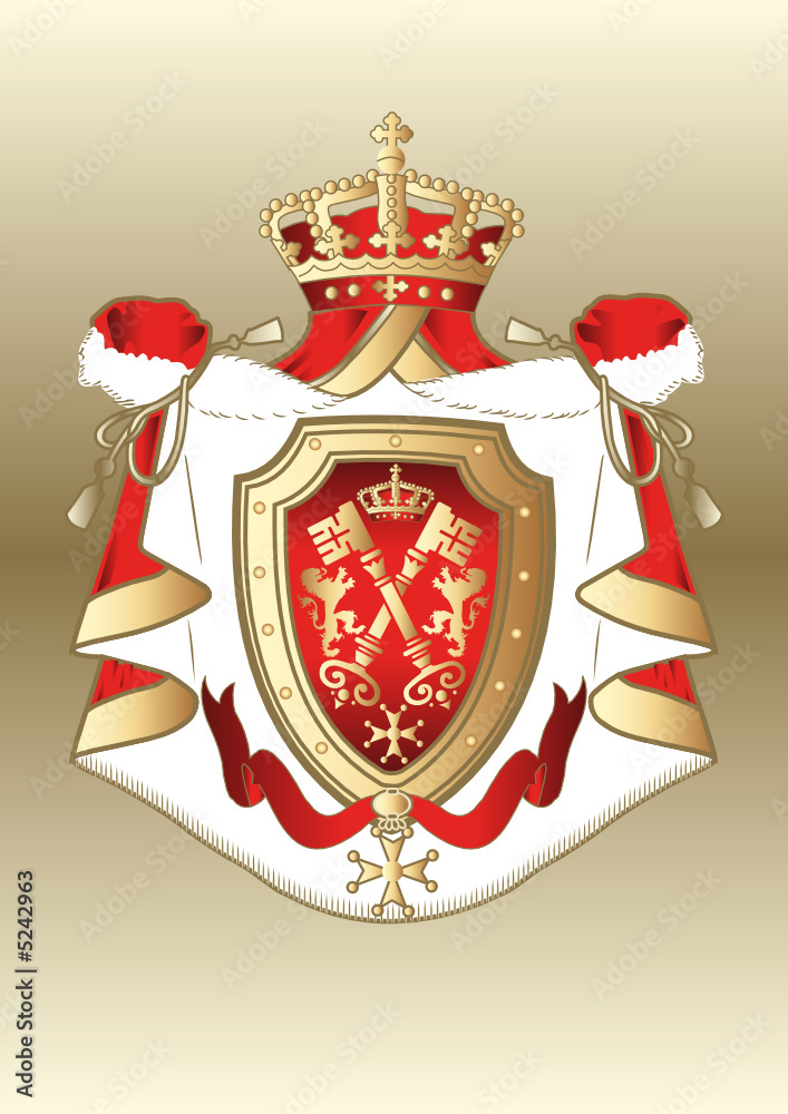 Wappen Krone und Umhang Stock-Vektorgrafik | Adobe Stock
