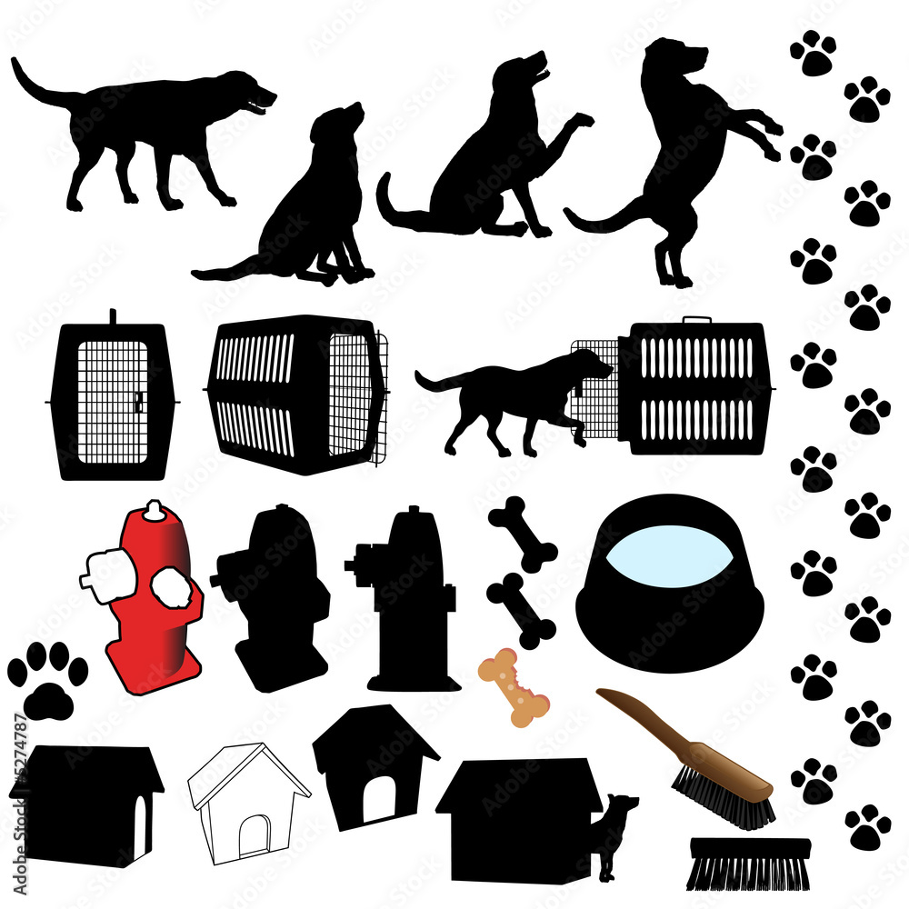 Pet Dog Silhouette Objects Stock Illustration | Adobe Stock