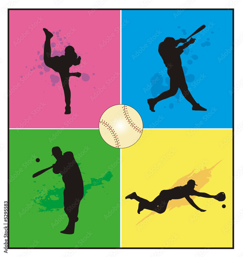 siluetas de beisbol en vector Stock Vector | Adobe Stock