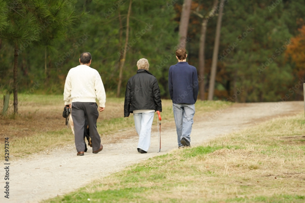 groupe de personnes entrain de se promener dans les bois Stock Photo ...