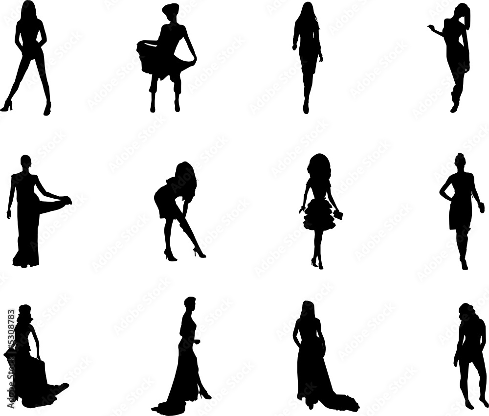 fashion model silhouettes Stock Vector | Adobe Stock