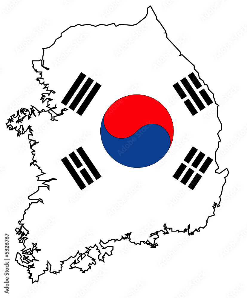 Flagge Und Karte Von Südkorea Stock Vector Adobe Stock
