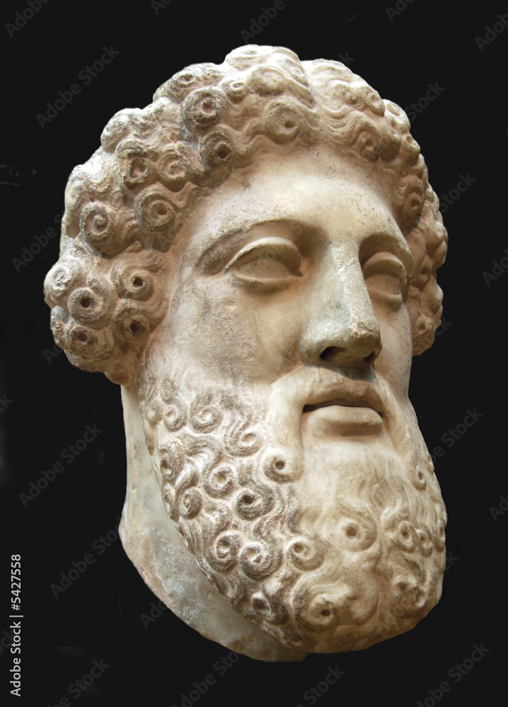Ancient Greek bust of bearded man, black background Stock Photo | Adobe ...