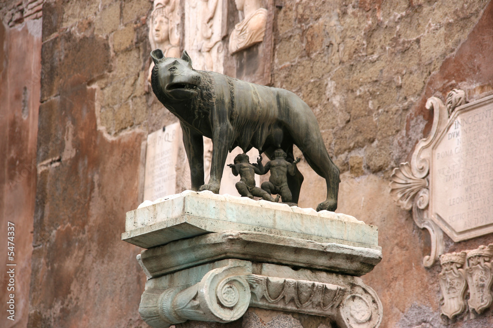 Famous symbol of Rome - Romulus and Romus statue Stock Photo | Adobe Stock