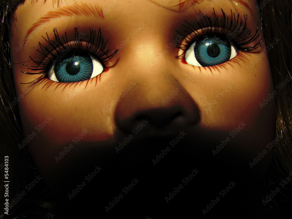emotions of wrench and horror on the face of doll Stock Photo | Adobe Stock