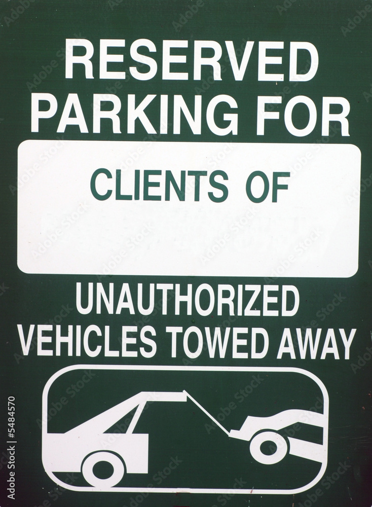 Image of a green reserved parking for clients only sign Stock Photo ...
