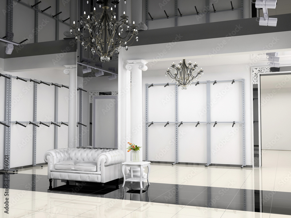 the modern shop interior design project (3D image) Stock Illustration ...