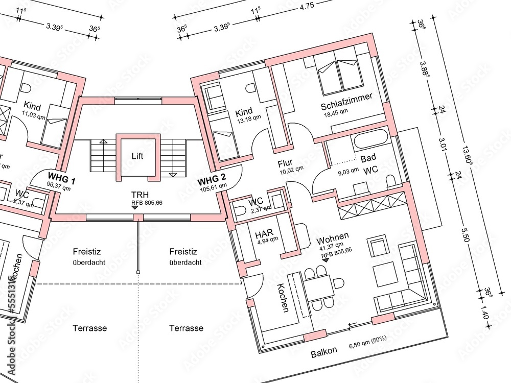 Bauplan, Grundriss Stock-Illustration | Adobe Stock