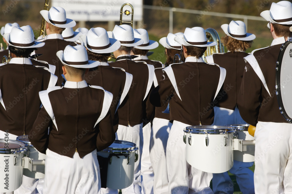 High school marching band entering the stadium Stock Photo | Adobe Stock