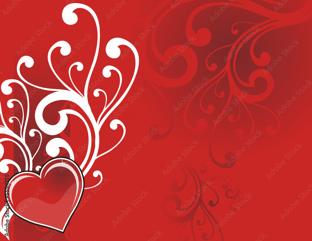 fondo corazon y florituras Stock Vector | Adobe Stock