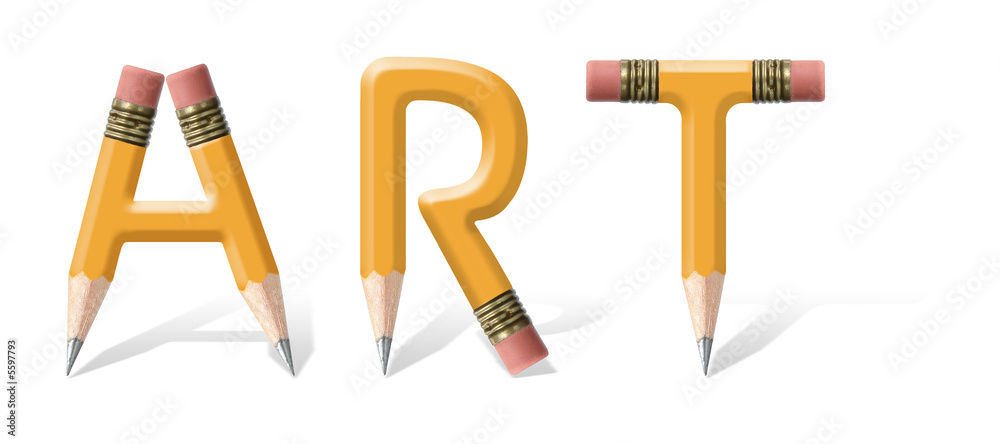 Yellow wooden pencils spelling Art word over white Stock Vector | Adobe ...
