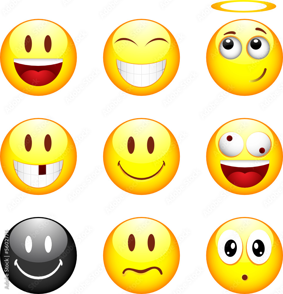 Vecteur Stock Lot de 9 smileys | Adobe Stock
