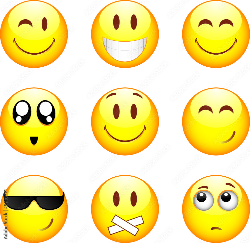 Lot de 9 smileys Stock-Vektorgrafik | Adobe Stock