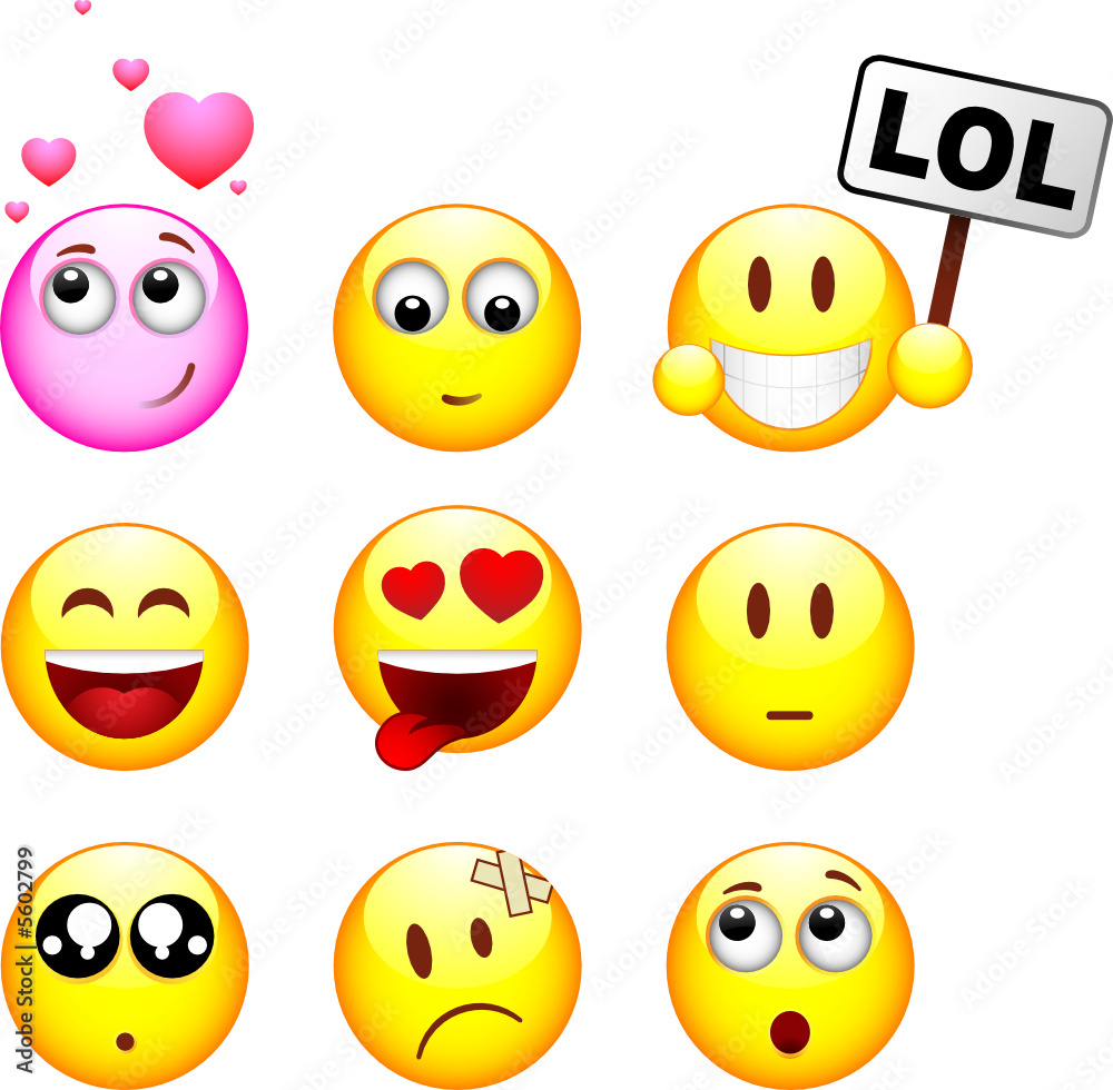 Lot de 9 smileys Stock Vector | Adobe Stock