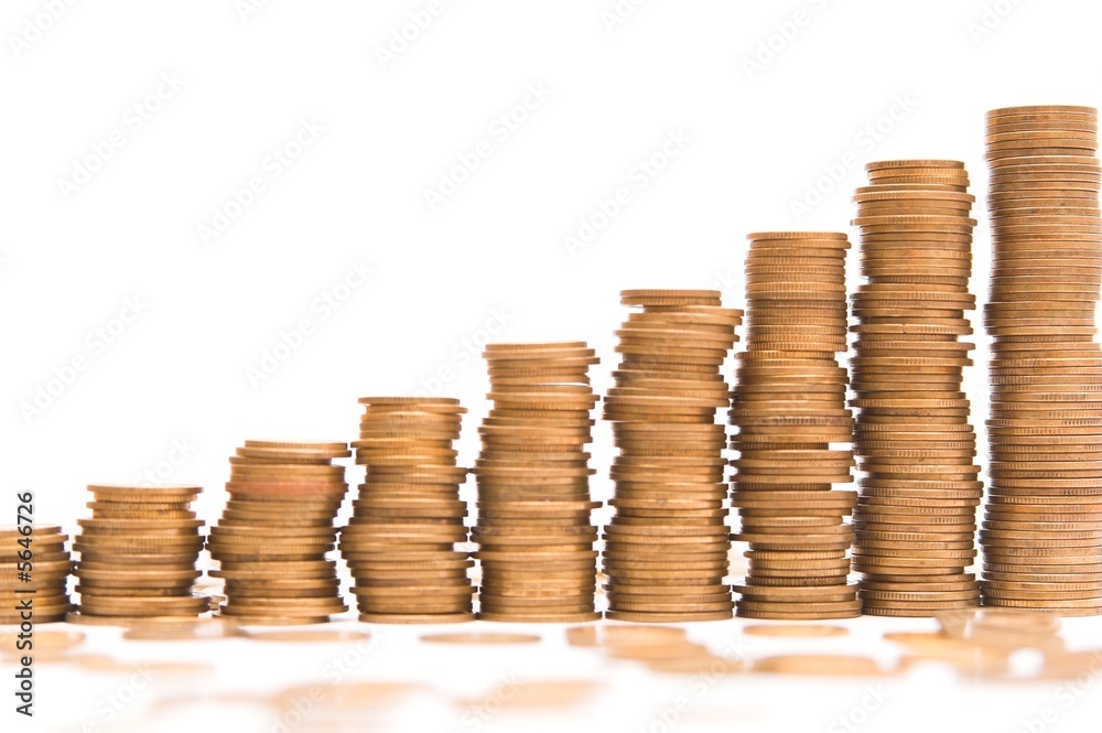 chart of coins columns isolated over white background Stock Photo ...